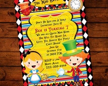 Popular items for mad hatter invite on Etsy