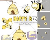 Unique bee clip art related items | Etsy