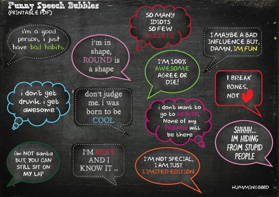 Funny Speech Bubbles Party Photo Booth Props Chalkboard