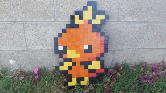 Items similar to Torchic 8-Bit Wood Art, Torchic Pixel Art, Pokemon ...
