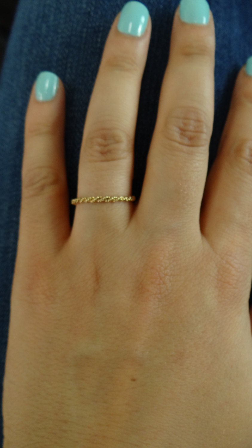 14K Yellow Gold Thin Rope Chain Design Band 14K by OutshineDesigns