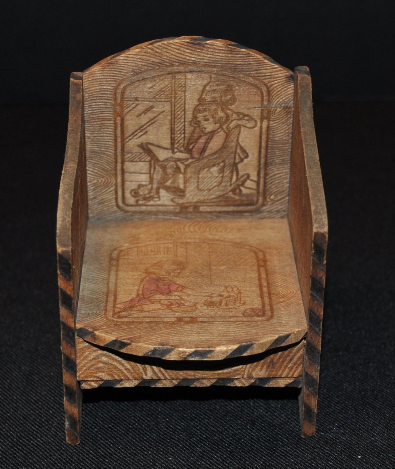 Pyrography Wood Chair Candy Container Antique – Haute Juice
