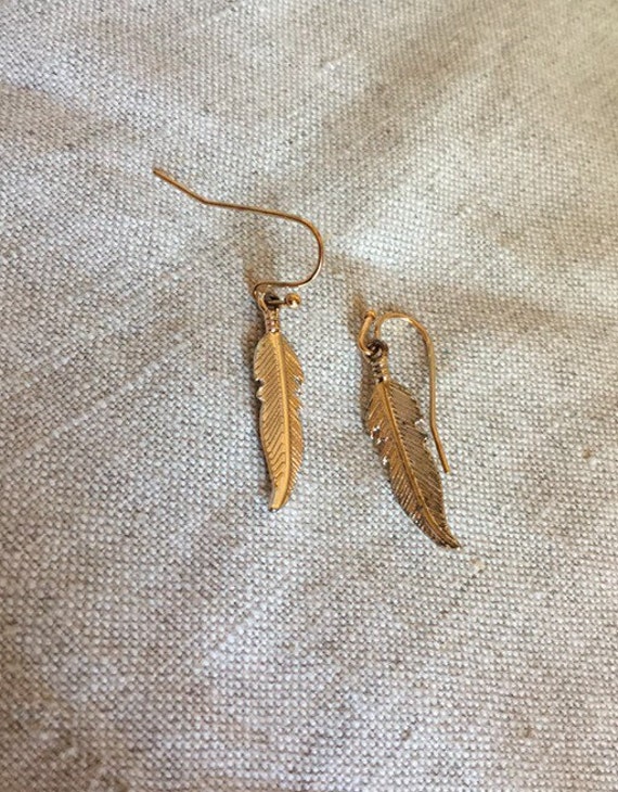 Items similar to Rose gold Feather Earrings, rose gold earrings, boho ...