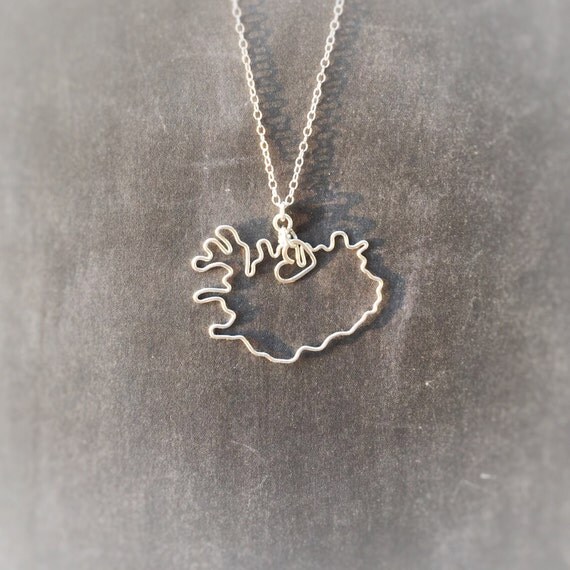 Iceland Necklace in Silver or Gold Custom Country Necklace