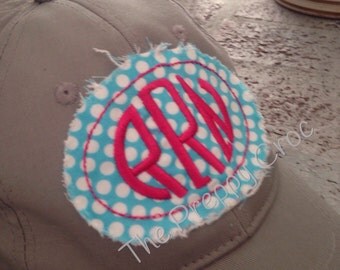 Items similar to Monogramed Hat - Raggy Patch Appliqued Hat with a ...
