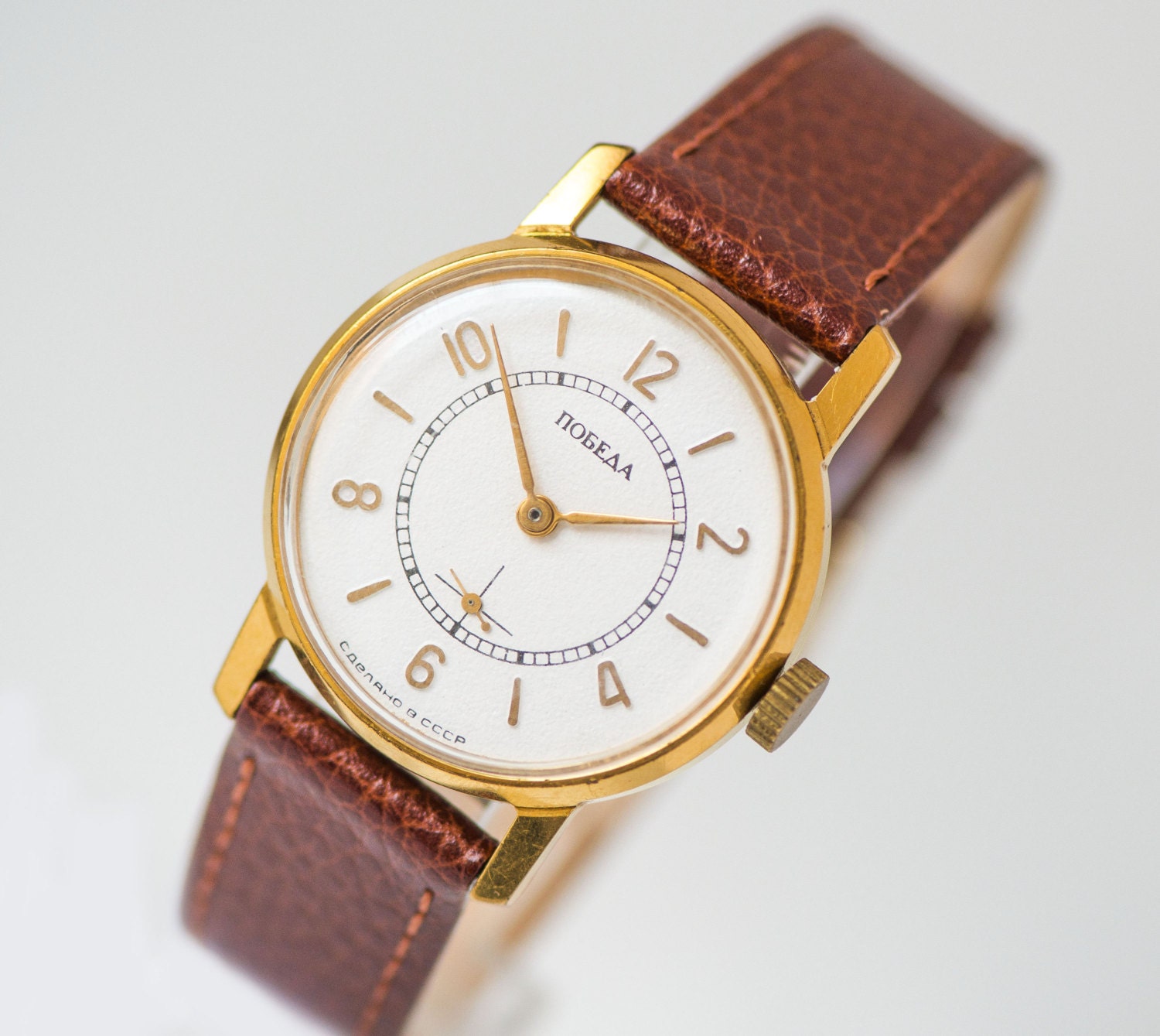 Mint condition tomboy watch Pobeda, gold plated unisex wrist watch ...