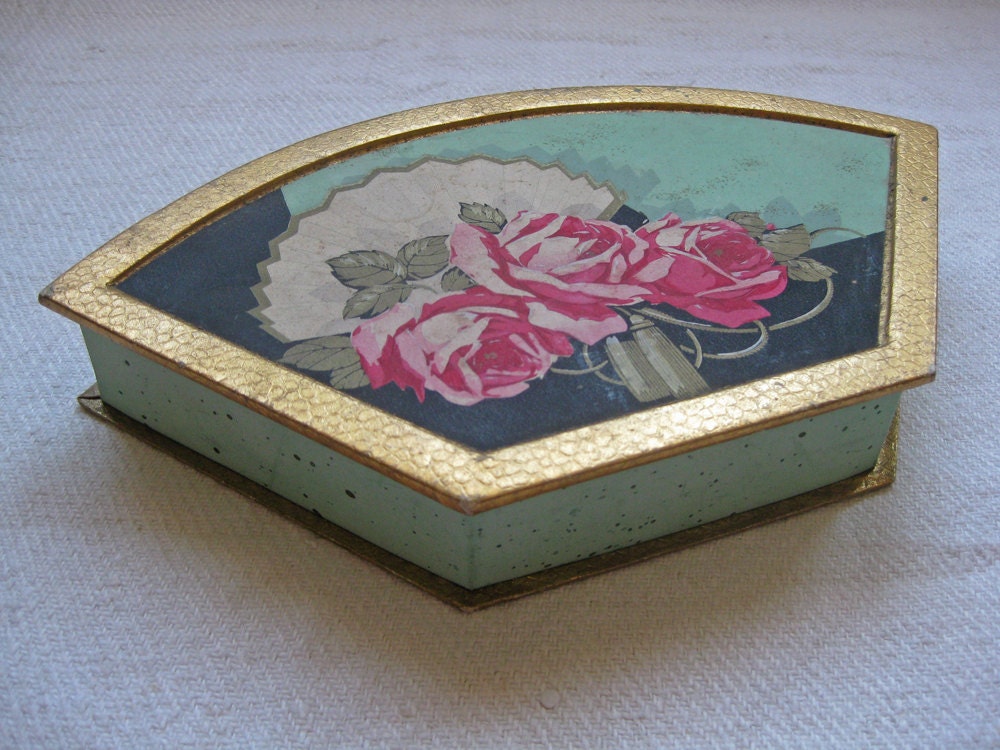 French candy box – stunning hand painted fan shaped chocolate box ...