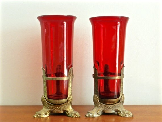 RESERVED FOR RICHARD 1940s Vintage Altar Candle Holders A