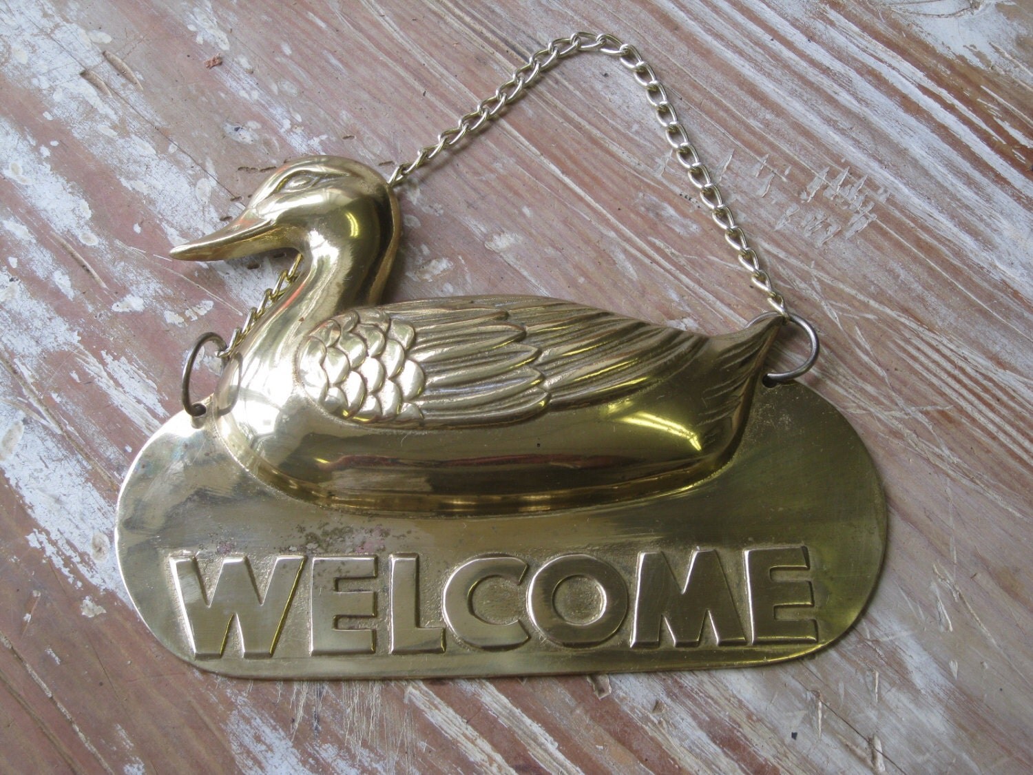 Brass Duck Welcome Door Sign / Welcome Sign