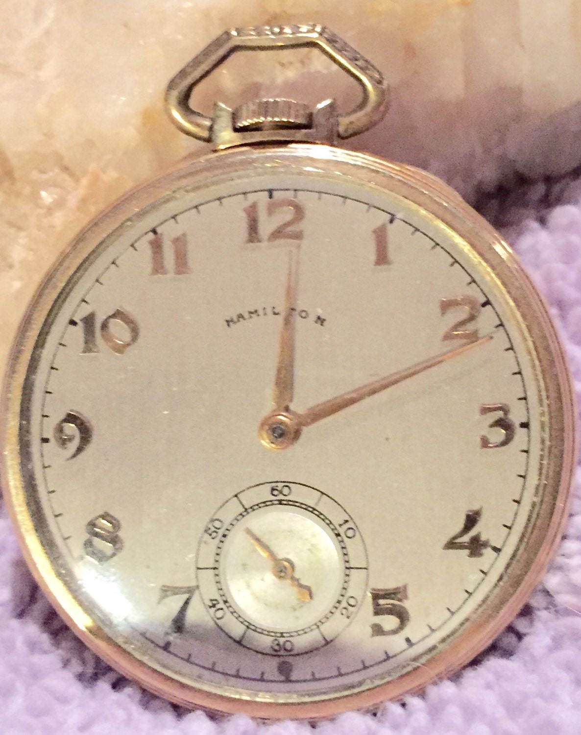 Deco Hamilton Pocketwatch 14K Yellow Gold Filled 17 Jewel 3 Adj 1939 ...