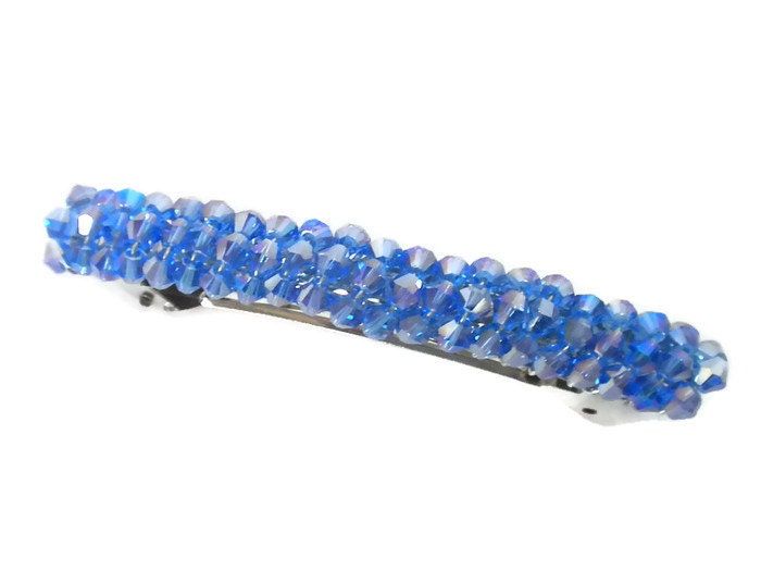 Blue Crystal Barrette by JanetsDesignStudio on Etsy