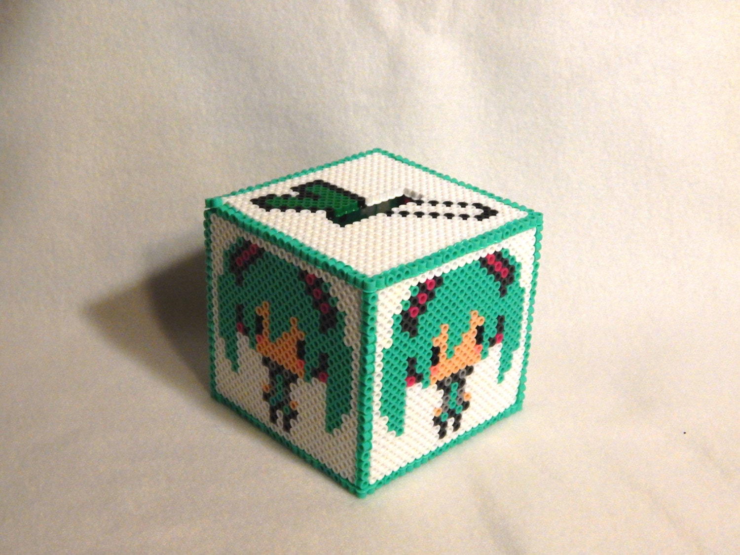 Pixel Vocaloid 8 Bit Hatsune Miku Perler Bead Bank Box