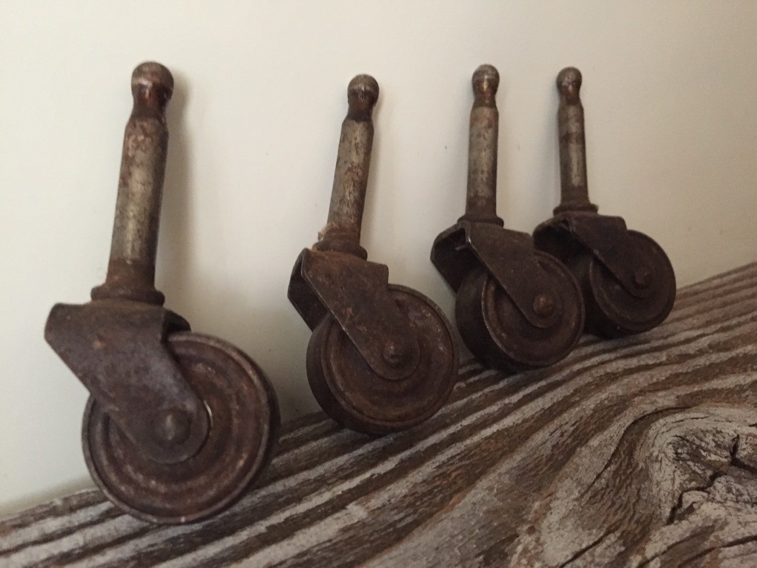 Vintage-Antique Rusty Set of 4 Matching Metal Casters, Art Projects ...