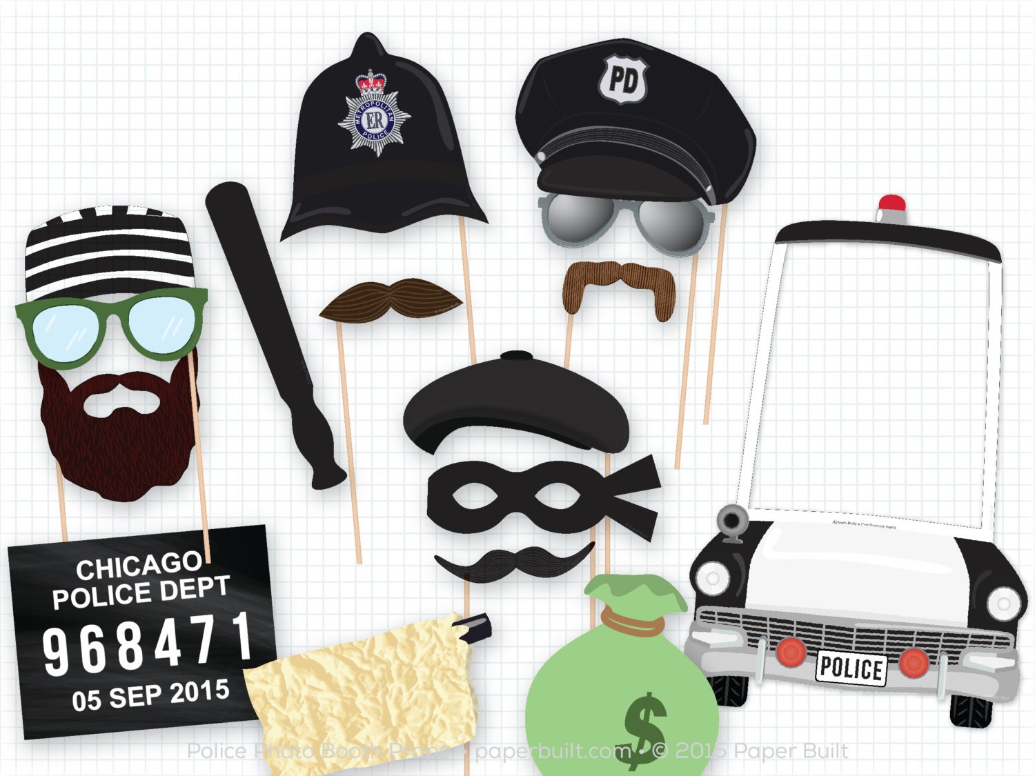 Police Party Prop Photo Booth Props Photobooth Props