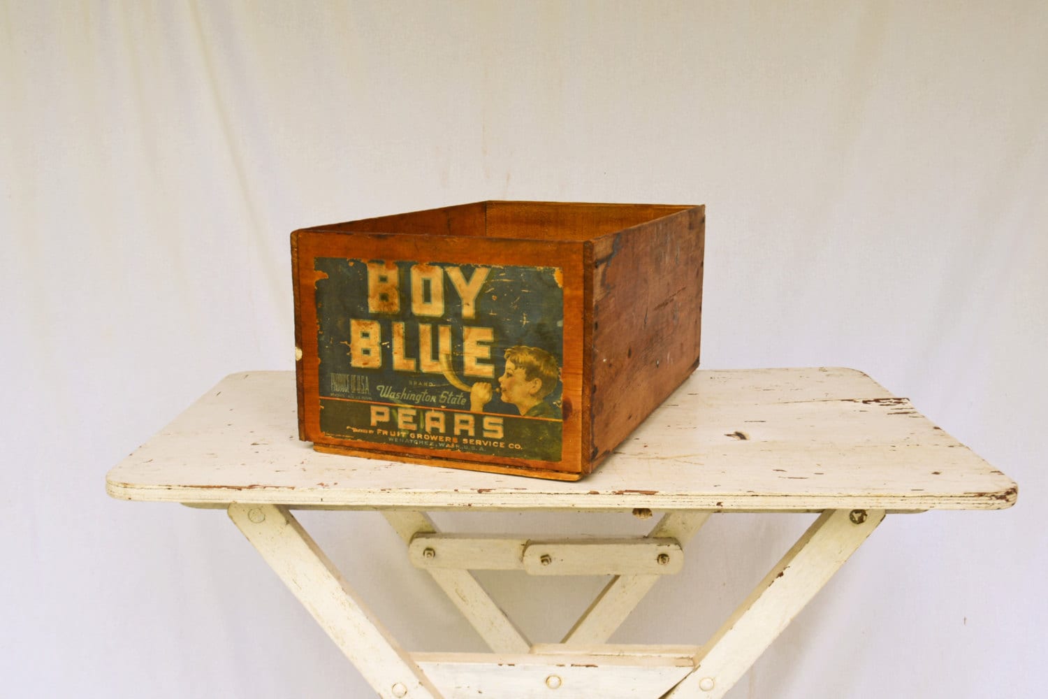 Vintage Wooden Fruit Crate, Washington Fruit Box, Boy Blue Pears Crate ...