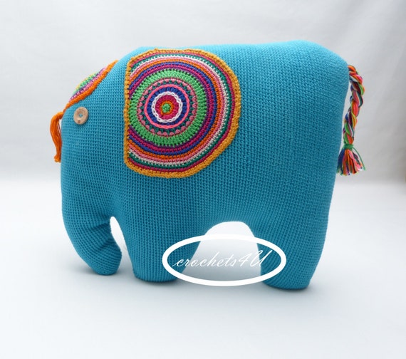crochet pattern elephant elephant pillow crochet by Crochets4U