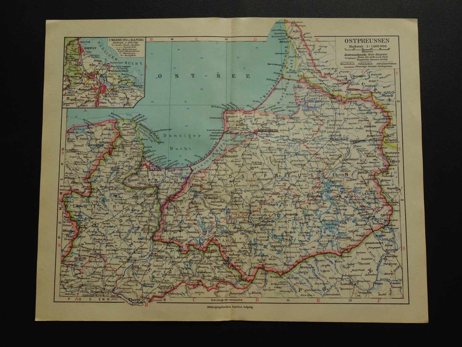 Old map of East Prussia 1926 vintage poster by DecorativePrints