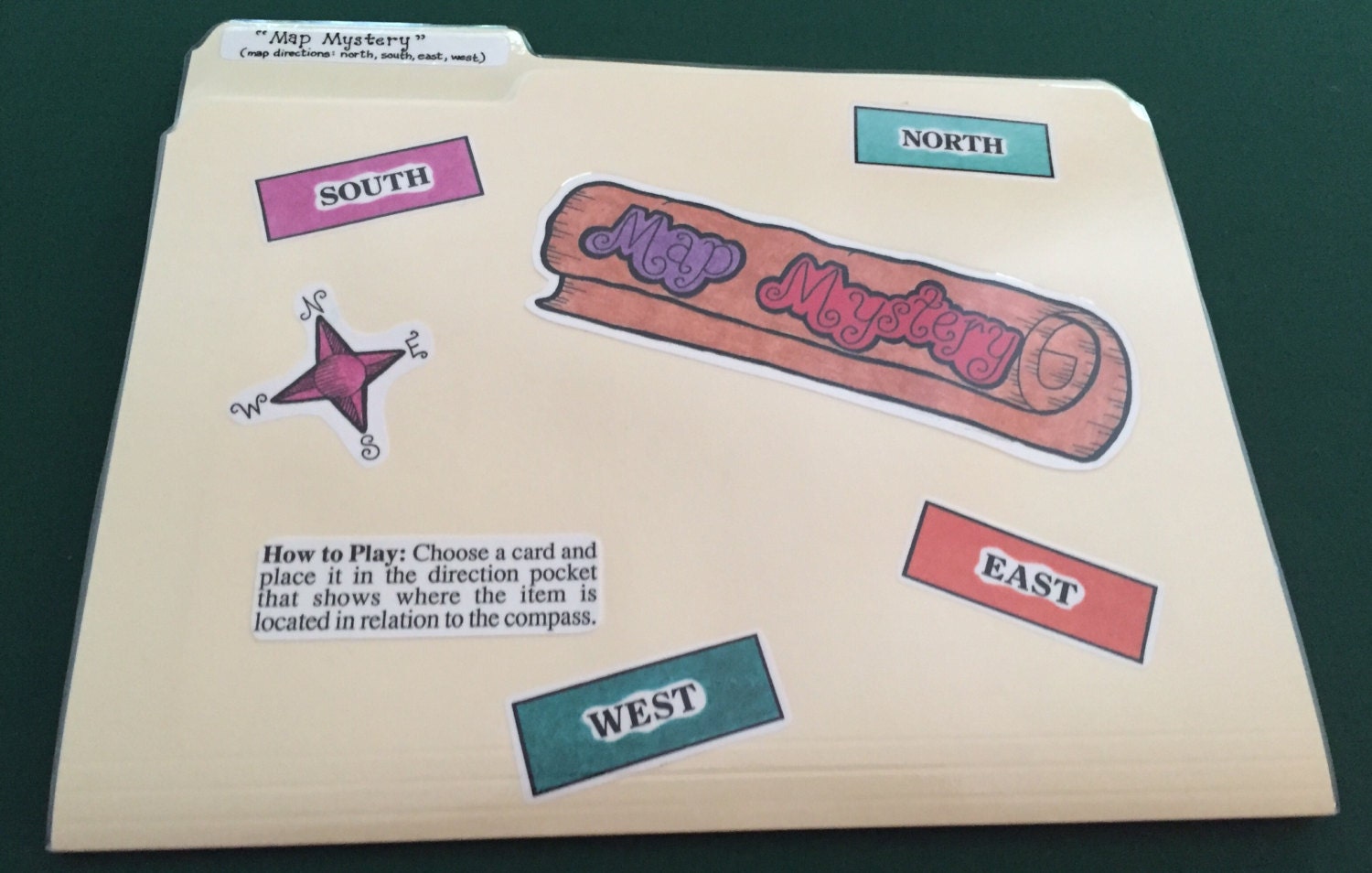 MAP MYSTERY Maps directions File Folder Game Ready to