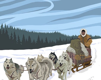 Sled dog art | Etsy