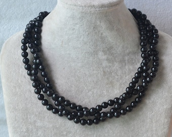 Unique black bead necklace related items | Etsy