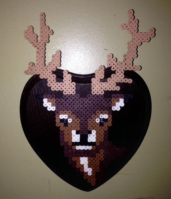 Perler Bead deer head mounted.