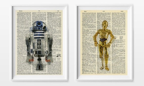 Star Wars Art Star Wars Dictionary Print R2D2 C3PO Art
