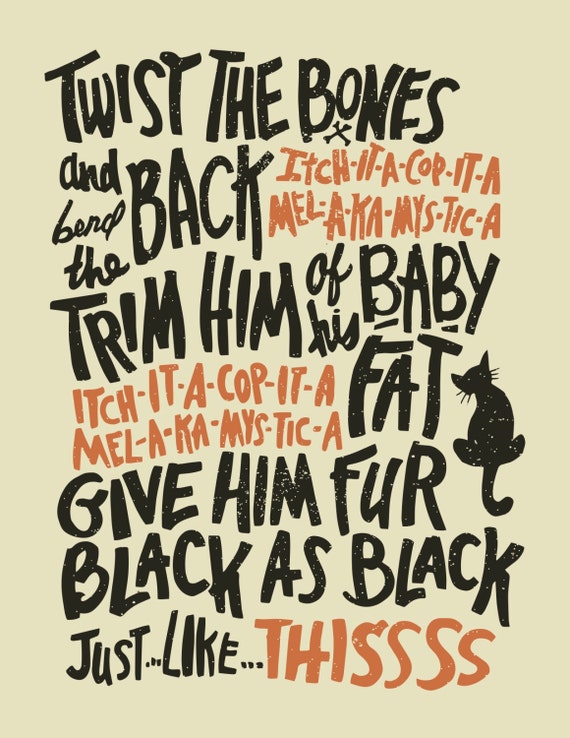 Hocus Pocus Spell Print / Poster / Vintage Black Cat spell ? Halloween ...