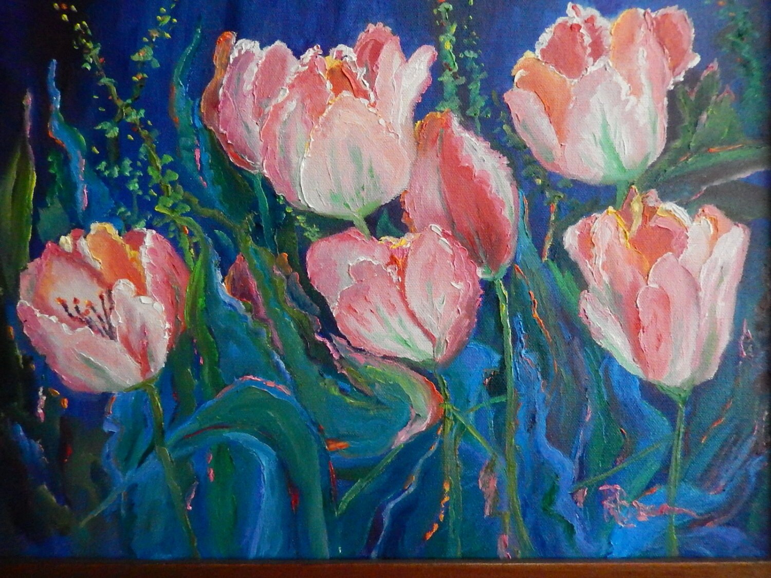 Pink Flower Painting, Spring Painting, Large flower Painting, Pink Tulips Pink Flower Painting, Spring Painting, Large flower Painting, Pink Tulips