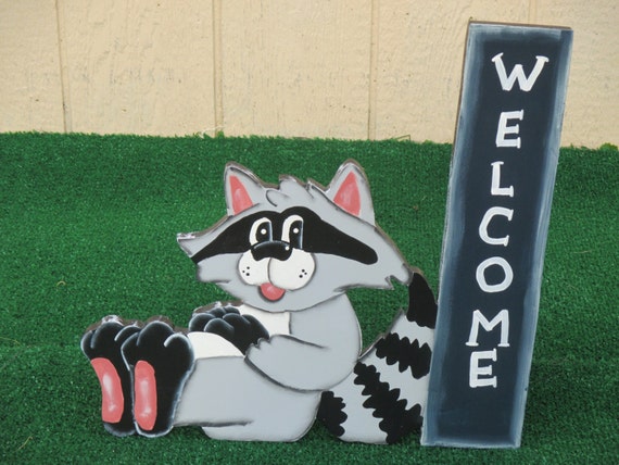 Raccoon Welcome Sign by AnnsBrushstrokes on Etsy