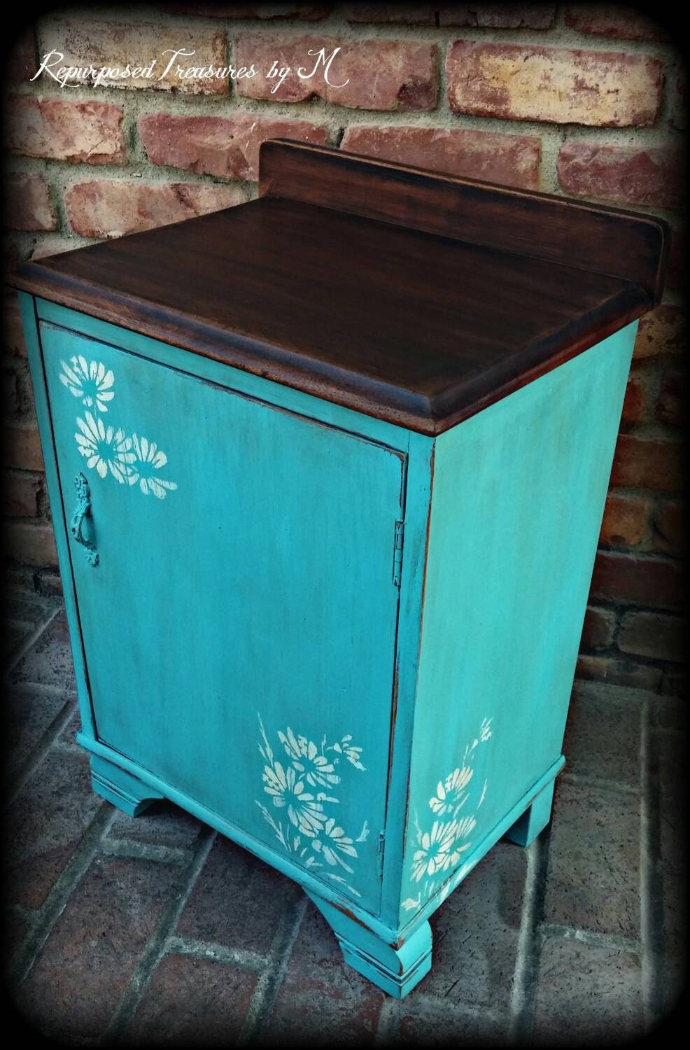 Shabby chic cabinet, rustic cabinet, distressed cabinet, teal cabinet ...