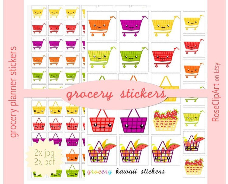 grocery planner stickers instant download by RoseClipArt on Etsy