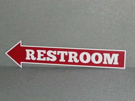 LARGE 24 Custom Restroom Sign Left Pointing Arrow by Motorheadart