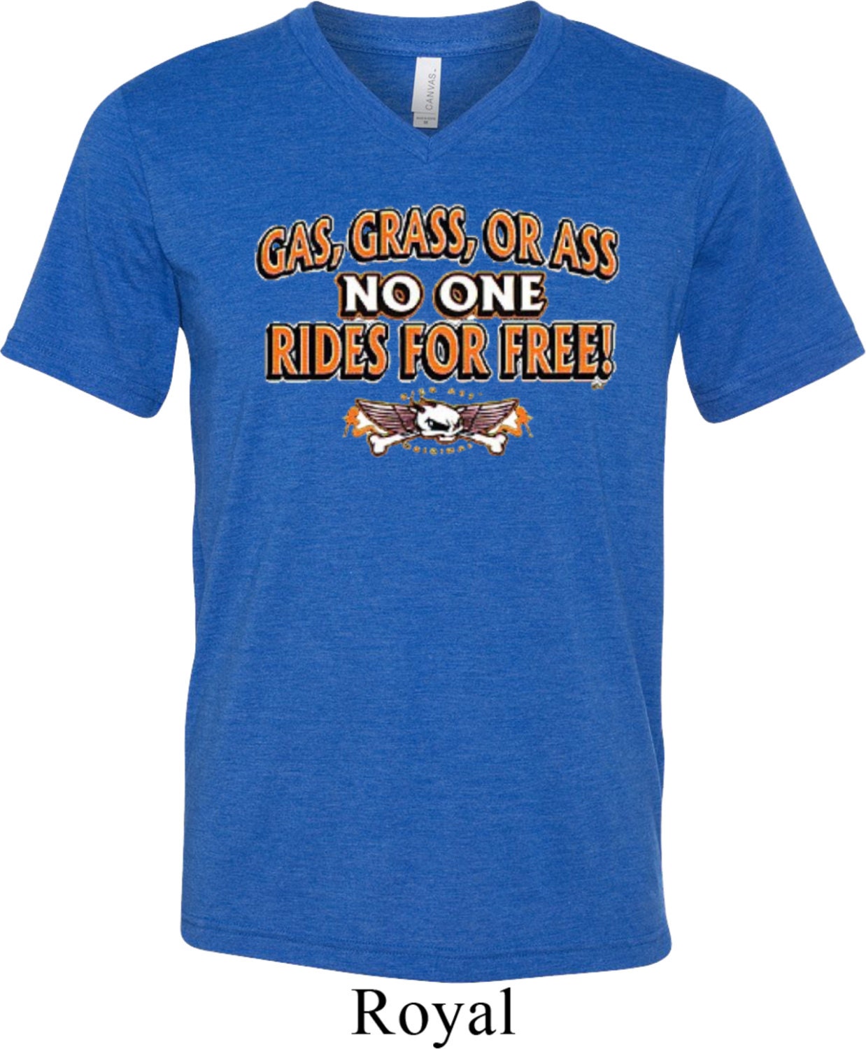 Mens Biker Shirt Gas Grass Or Ass Tri Blend V Neck Tee