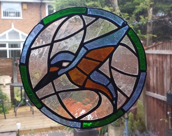 Ram Skull Stained Glass Panel for wall by CannonStainedGlass