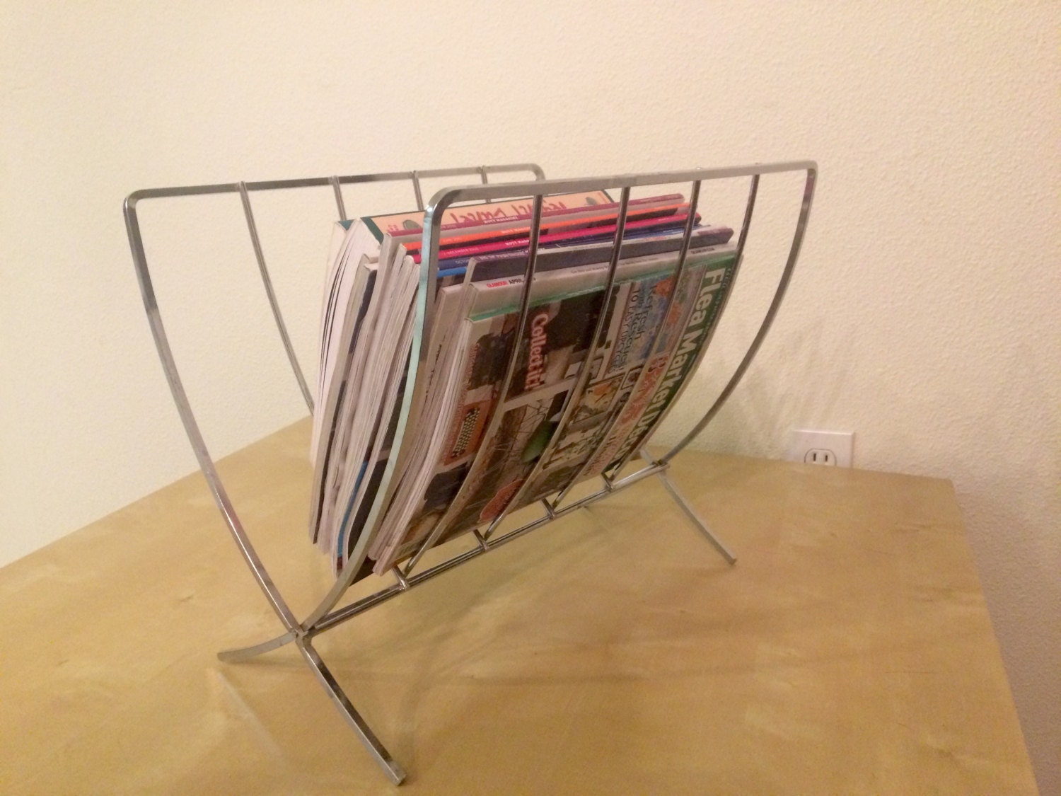 Mid-Century Modern Silver Chrome Magazine Rack Folding // Album Rack ...