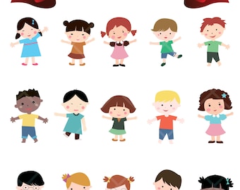 Boy and girl clipart | Etsy