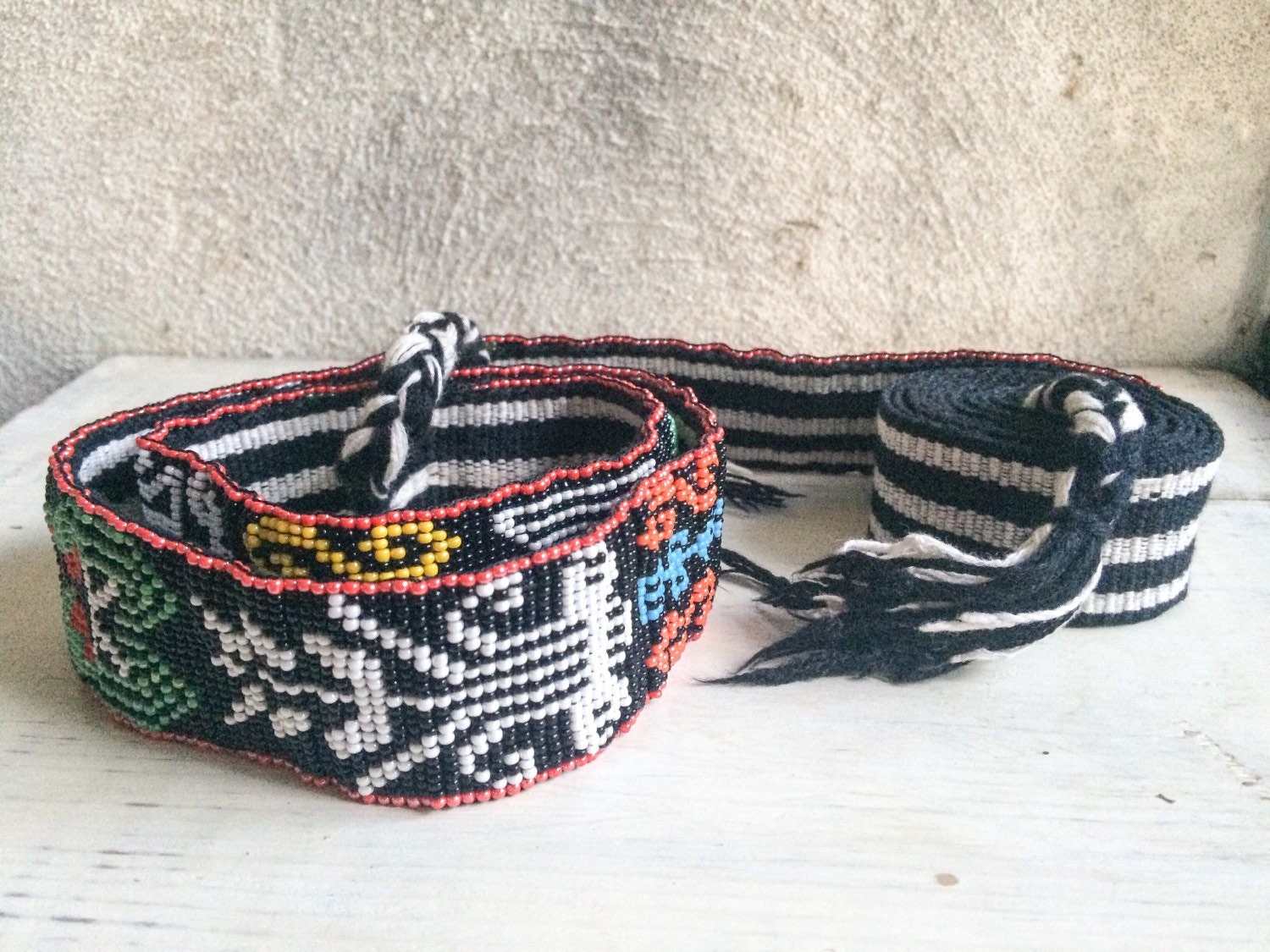 Vintage beaded Guatemala faja bohemian belt, gypsy belt, beaded belt ...