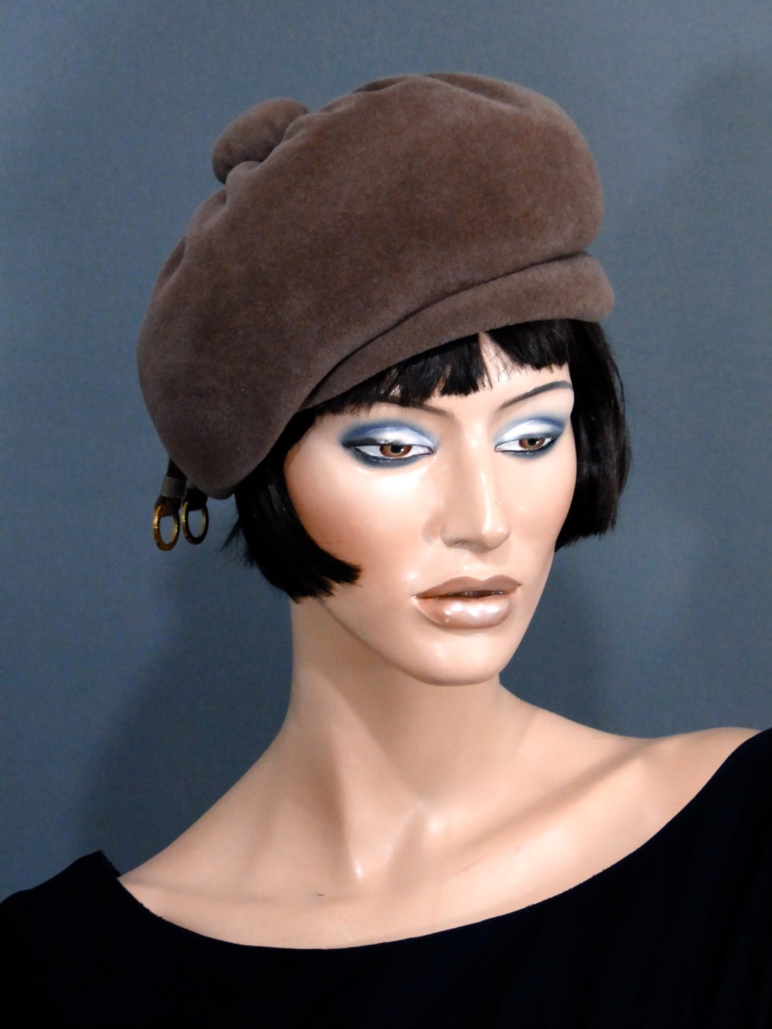 Mod 1960s Beatle Style Hat Brown Suede by Lucilla Mendez New York ...