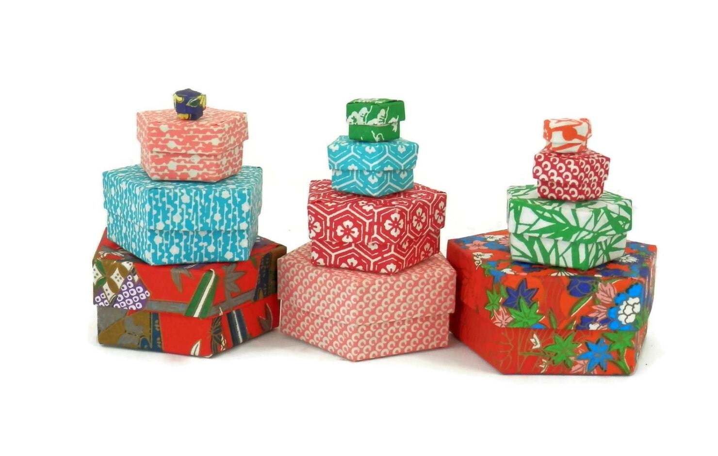 Japanese Paper Nesting Boxes Set of 12 with Original Box