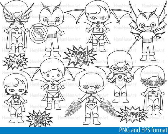 Items similar to Super hero Outline Clip Art - PNG,EPS-Digital Clip Art ...