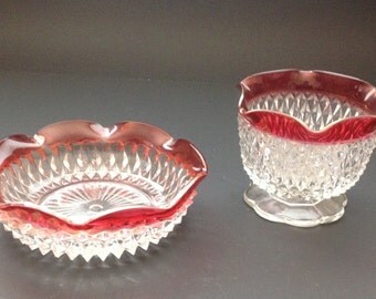 Cut red crystal bowl | Etsy