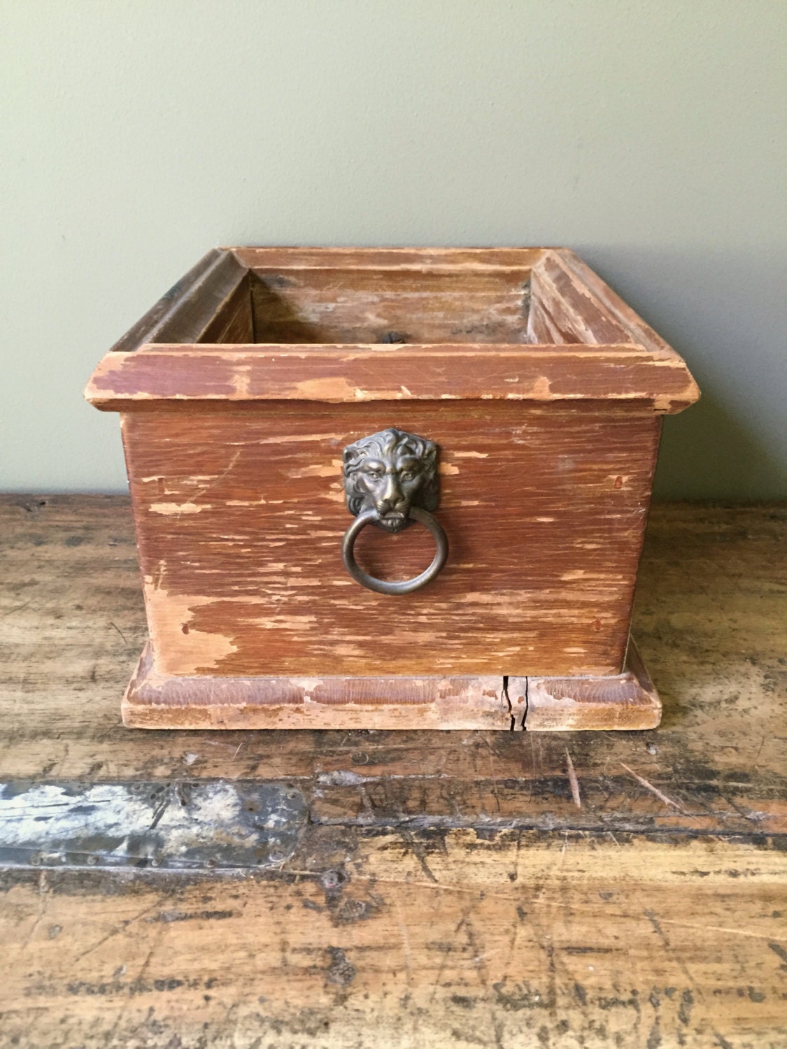 Vintage Wooden Box, Primitive Wood Box, Rustic Storage Container ...