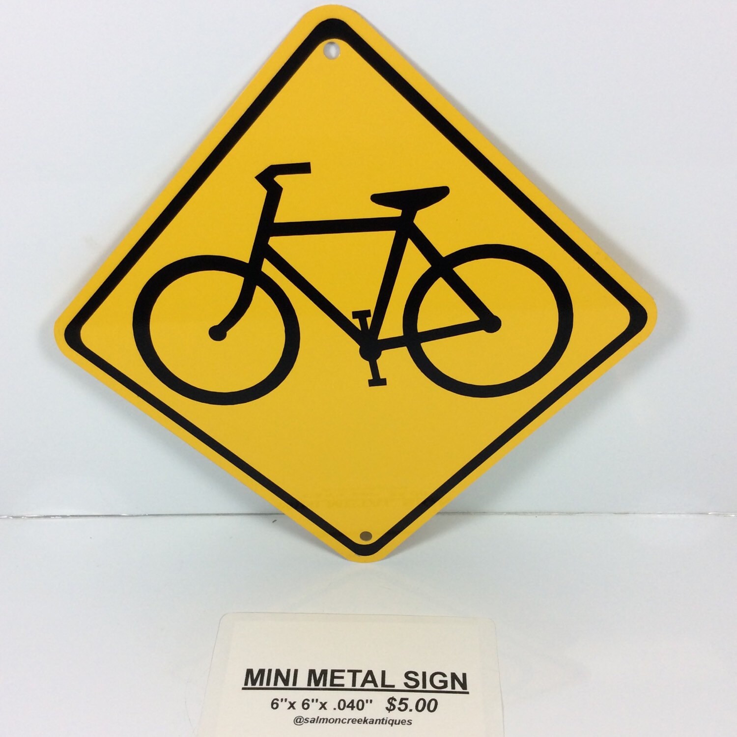 Bicycle Bike Crossing Mini Metal Yellow Caution Crossing Sign