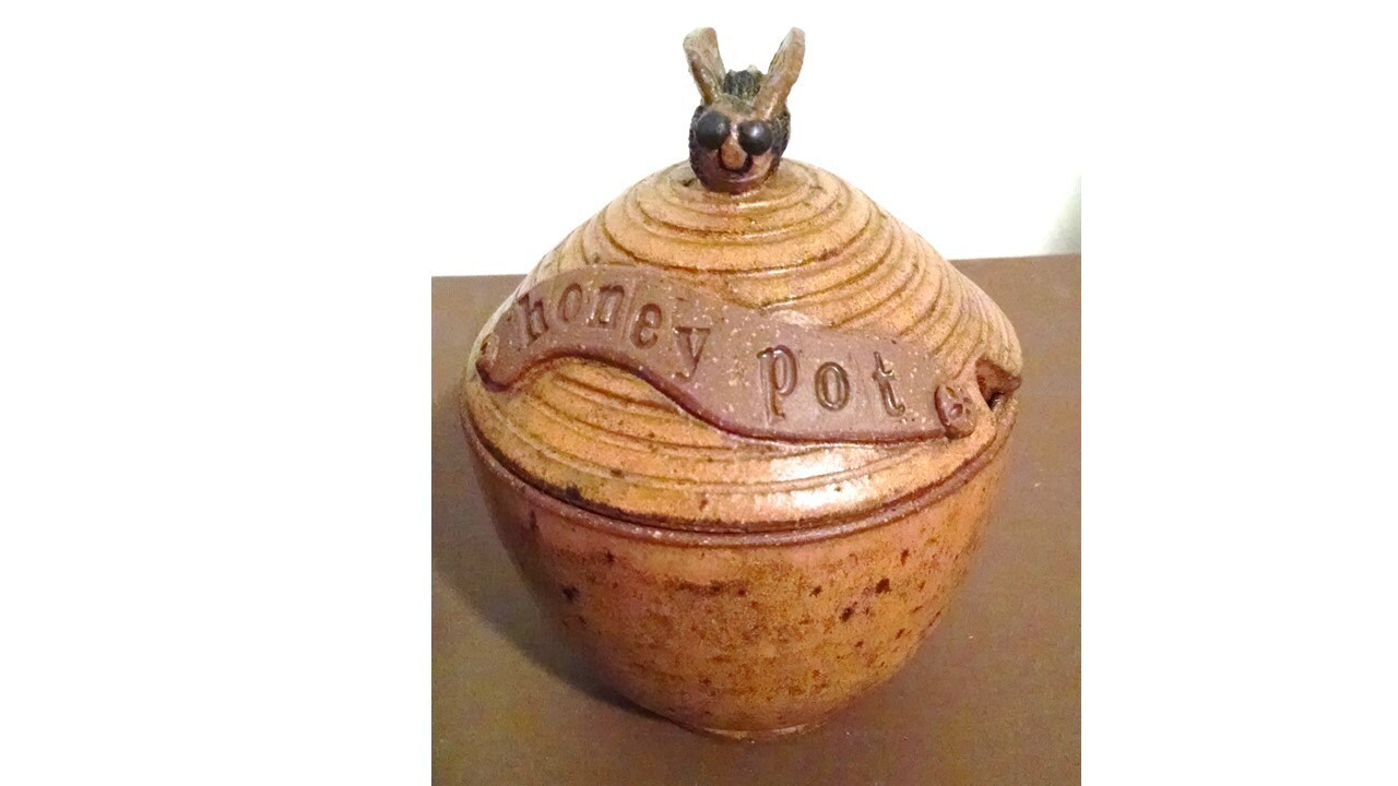 Honey Bee Honey Pot with Lid, Ceramic Brown Honey Pot, Vintage – Haute ...
