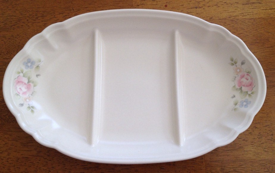 Unique Vintage Pfaltzgraff Tea Rose Pattern 3 Section Serving Dish ...