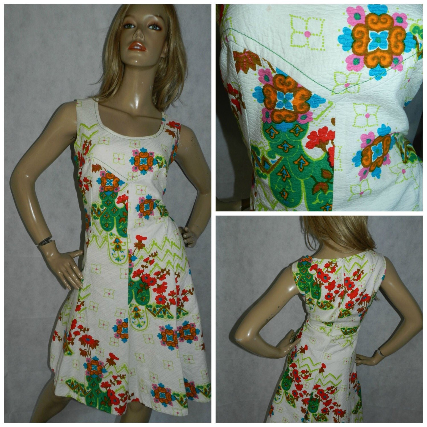 Vintage ORIGINAL 1960s White/multicoloured PSYCHEDELIC Dolly MOD ...