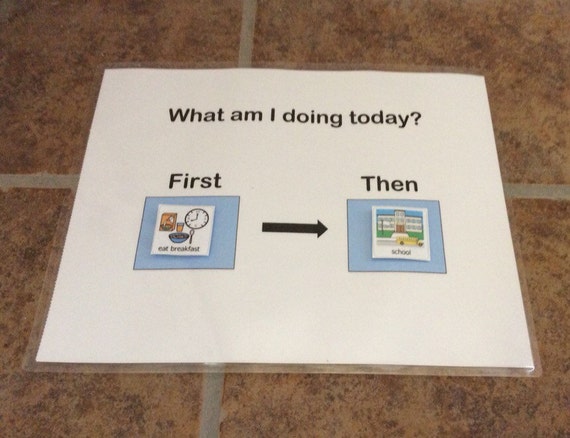 Visual schedule first then board Special needs by LearningSPED