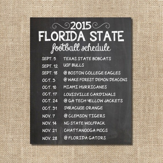 Items similar to FSU Seminoles Football Schedule Poster - Printable ...