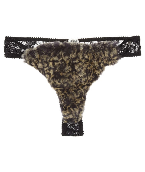 Female Fur Thong Leopard Print