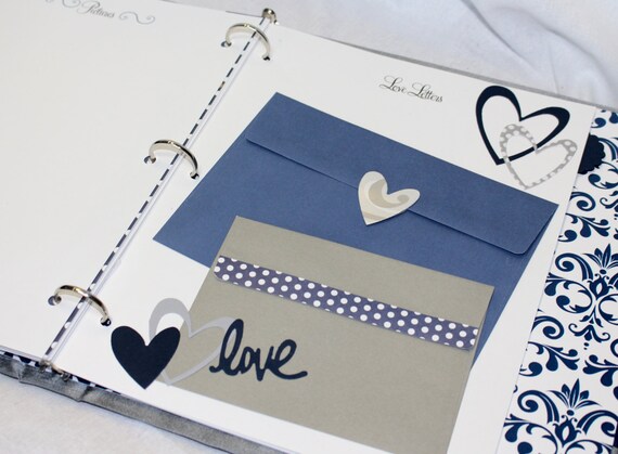 Wedding MEMORY Book / Wedding Scrapbook / Navy and Gray